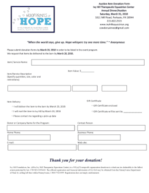 Fillable Online FINAL AUCTION Proc FORM WFS Gala 230 6.11 - Westfield ...