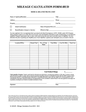 Fillable Online mileage calculation form-hud Fax Email Print - pdfFiller