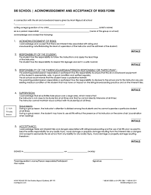 Fillable Online Acknowledgement and acceptance of risks form Fax Email ...