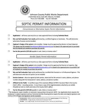 Fillable Online septic permit information - Johnson County Fax Email ...