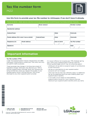 Fillable Online Tax file number form (M22) - LGIAsuper Fax Email Print ...