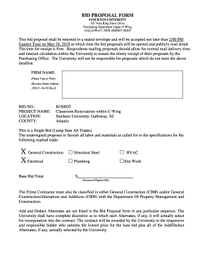 Fillable Online intraweb stockton This bid proposal shall be returned ...