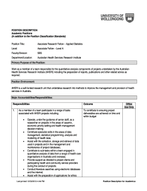 Fillable Online POSITION DESCRIPTION Academic Positions - John Gerber ...