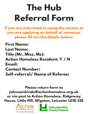 Fillable Online actionhomeless org Referral Form - Action Homeless Fax ...