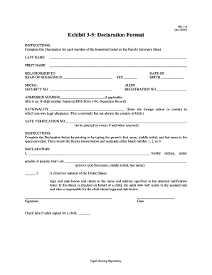 Fillable Online H011-A Exhibit 3-5: Declaration Format Fax Email Print ...