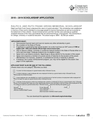 Fillable Online RALPH H. AND RUTH FRANK GROSS MEMORIAL SCHOLARSHIP Fax ...