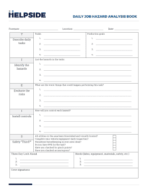 Fillable Online daily job hazard analysis book - Helpside Fax Email ...