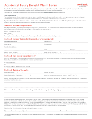 Fillable Online Accidental Injury Benefit Claim Form - Medibank Fax ...
