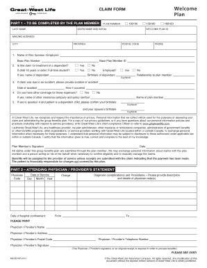 Fillable Online Plan Claim Form M635D (WP) - Great West Life Fax Email ...