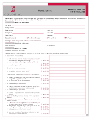 Fillable Online HomeOptions PROPOSAL FORM FOR HOME Fax Email Print ...