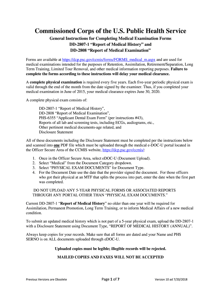 Fillable Online dcp psc General Instructions for Completing DD-2807-1 ...