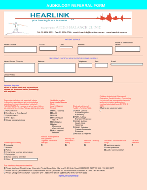 Fillable Online audiology referral form - Hearlink Fax Email Print ...