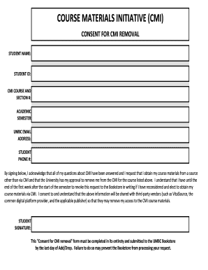 Fillable Online sds umbc Consent for CMI Removal Form Fax Email Print ...