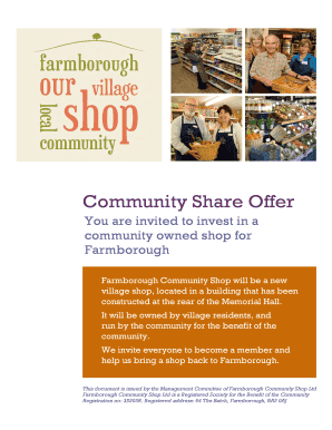 Fillable Online Community Share Offer - Farmborough Community Shop Fax ...
