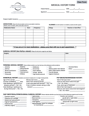 Fillable Online Patient Medical History Form - Clear Approach Optometry ...