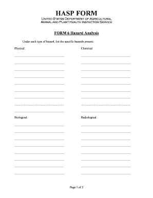 Fillable Online HASP FORM 6 - Hazard Analysis.doc Fax Email Print ...