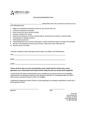 Fillable Online No Income Declaration Form Fax Email Print - pdfFiller