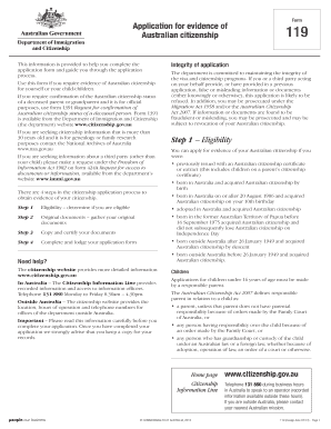 Fillable Online 119 - Application for evidence of Australian ...