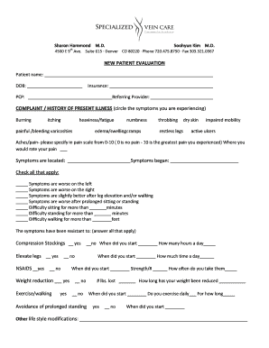 Fillable Online Specialized Vein Care - Medical History Form ...