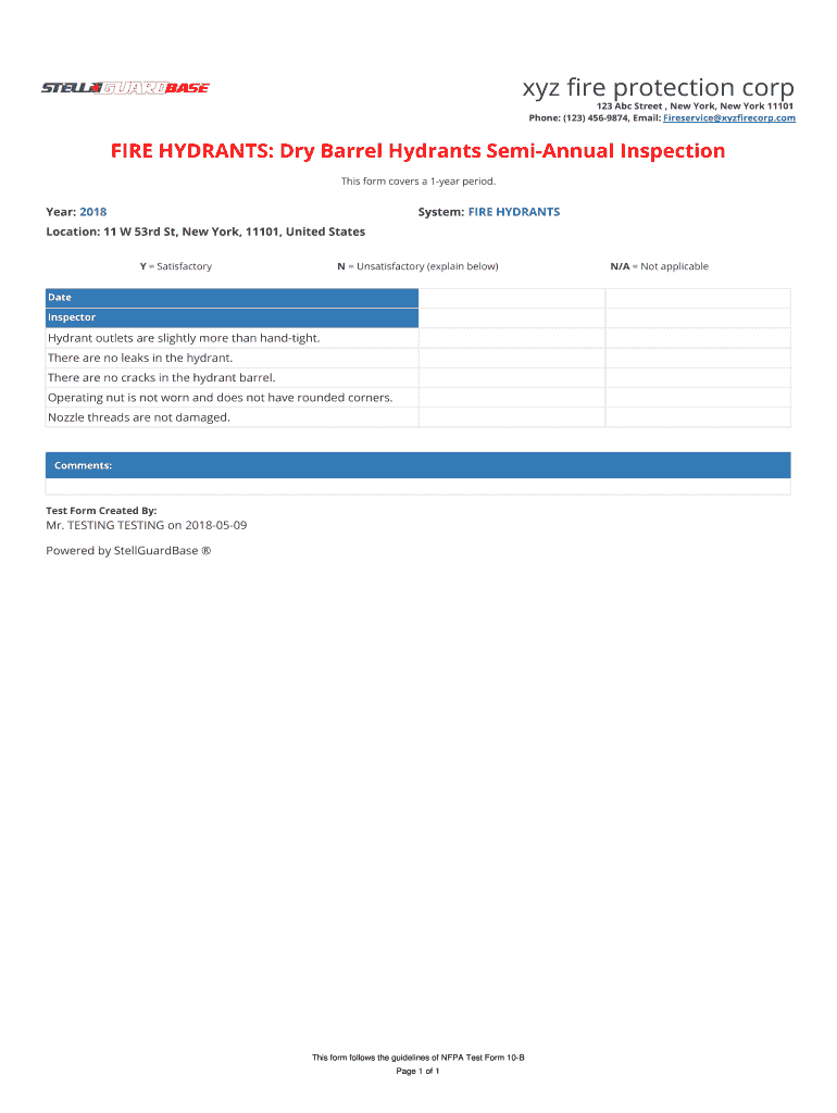 Fillable Online Fire Hydrants Dry Barrel Hydrants Semi-Annual ...