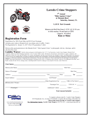 Fillable Online Registration Form - Laredo Crime Stoppers Fax Email Print - pdfFiller