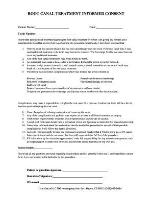 Fillable Online root canal treatment informed consent - 12 Month Smiles ...