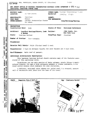 Fillable Online INDIVIDUAL STRUCTURE SURVEY FORM HISTORIC NAME ...