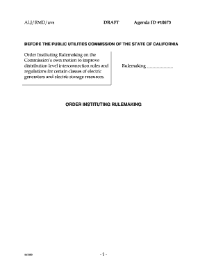 Fillable Online docs cpuc ca ORDER INSTITUTING RULEMAKING - California ...