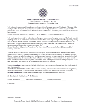 Fillable Online Graduate Student Instructor Evaluation Form Fax Email Print - pdfFiller