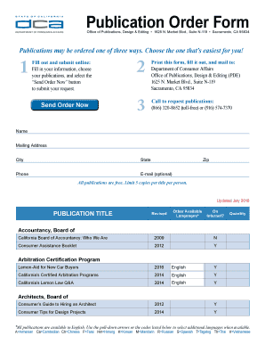 Fillable Online dca ca Publication Order Form - DCA Fax Email Print ...