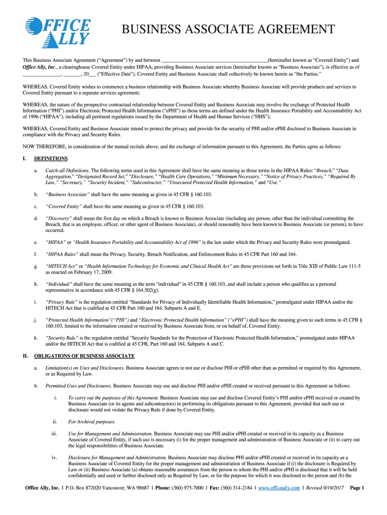 Fillable Online This Business Associate Agreement (Agreement) by and between (hereinafter known ...
