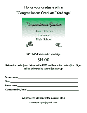 Fillable Online 2018 Graduate Lawn Sign Order Form Fax Email Print ...