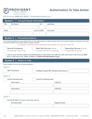 Fillable Online Authorization To Take Action - Provident Trust Group ...