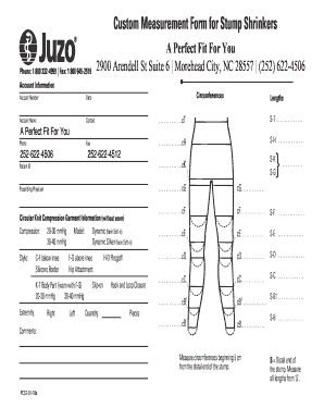 Fillable Online Custom Measurement Form for Stump Shrinkers - A Perfect ...