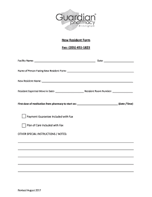 Fillable Online New Logo New Resident Form Fax Email Print - pdfFiller