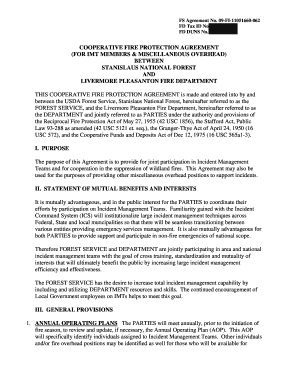 Fillable Online COOPERATIVE FIRE PROTECTION AGREEMENT (FOR IMT ... Fax ...