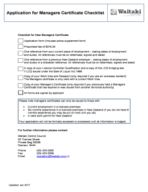 Fillable Online Checklist for New Managers Certificate Fax Email Print ...