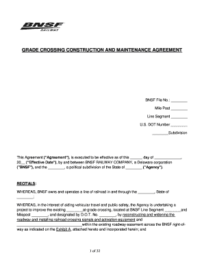 Fillable Online Grade Crossing Agreement - BNSF Railway Fax Email Print ...