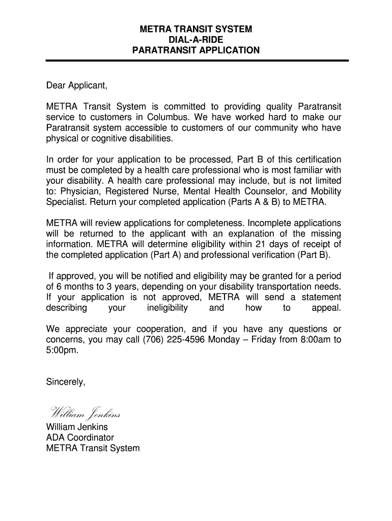 Fillable Online METRA TRANSIT SYSTEM Fax Email Print - pdfFiller