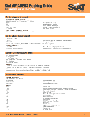 Fillable Online Sixt Amadeus Luxury Cars Booking Guide Fax Email Print ...
