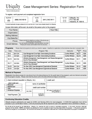 Fillable Online Case Management Series: Registration Form Fax Email ...