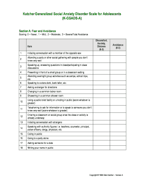 Social Anxiety Survey Examples