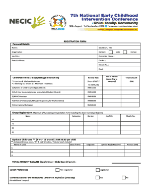 Fillable Online REGISTRATION FORM Personal Details ... - (NECIC ...