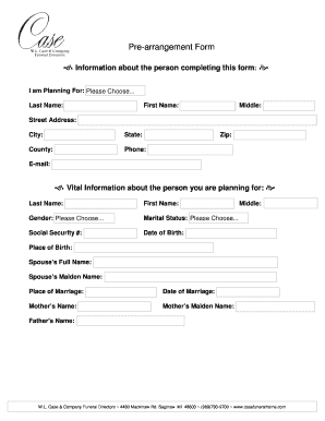 Funeral Home Arrangement Forms | pdfFiller