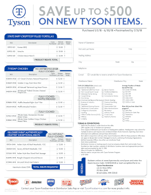 Fillable Online ON NEW TYSON ITEMS. Fax Email Print - pdfFiller