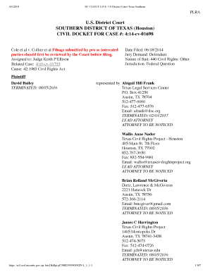 Fillable Online Cole v. Collier - Docket Fax Email Print - pdfFiller
