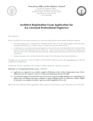 Fillable Online Architect Registration Exam Application for Fax Email ...