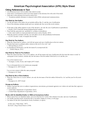 Fillable Online American Psychological Association (APA) Style Sheet ...