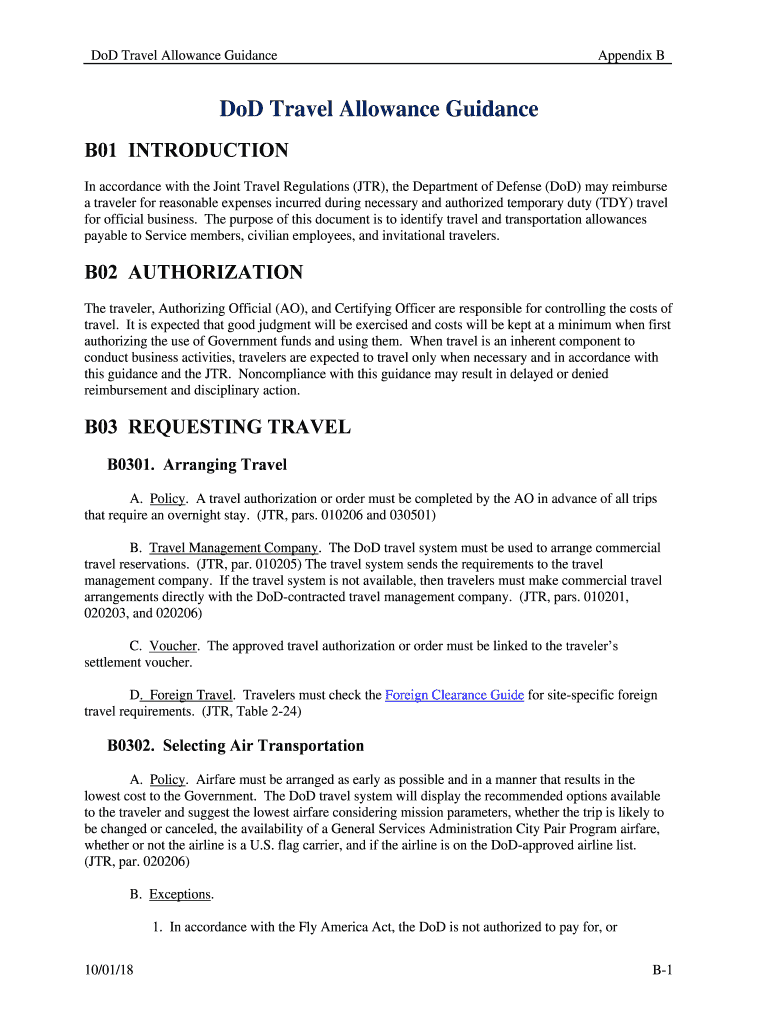 Fillable Online joint travel regulations uniformed service members and ...