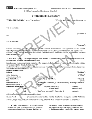 Fillable Online OFFICE LICENSE AGREEMENT Fax Email Print - pdfFiller